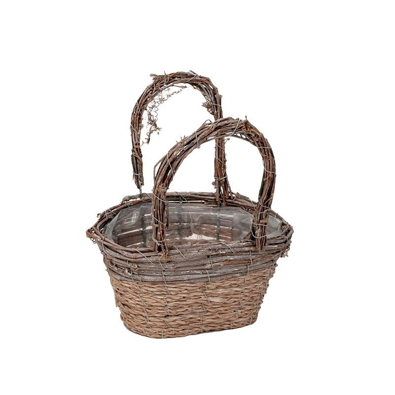 Cos oval din rattan forma geanta natur – GardeniaDecor